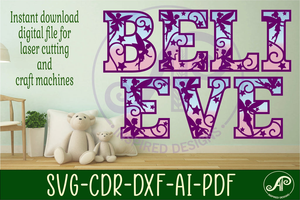 Fairy alphabet letter set. 2 layer 49 letters. - So Fontsy