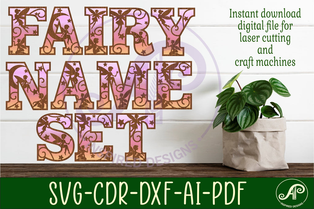 Fairy alphabet letter set. 2 layer 49 letters. - So Fontsy
