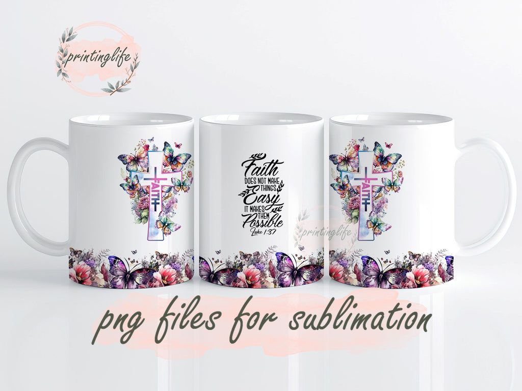 Faith Bible Verse Mug Wrap Design, Instant Digital Design Download Mug ...