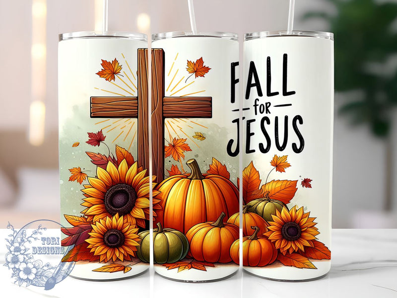 Faith Fall For Jesus 20oz Skinny Tumbler PNG, Christian Tumbler Wrap ...