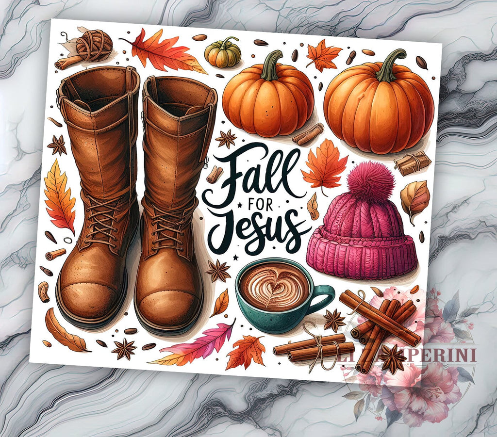 Faith Fall For Jesus 20oz Tumbler Wrap PNG, Autumn Fall Tumbler PNG ...