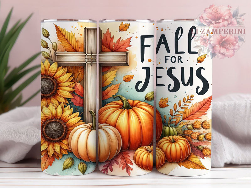 Faith Fall For Jesus 20oz Tumbler Wrap PNG, Autumn Fall Tumbler PNG ...