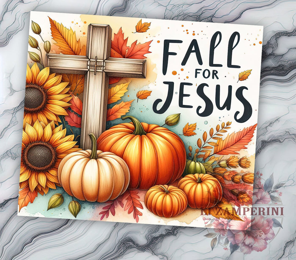 Faith Fall For Jesus 20oz Tumbler Wrap PNG, Autumn Fall Tumbler PNG ...