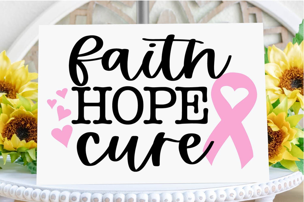 Faith Hope Cure SVG – Perfect for Cancer Awareness Projects - So Fontsy