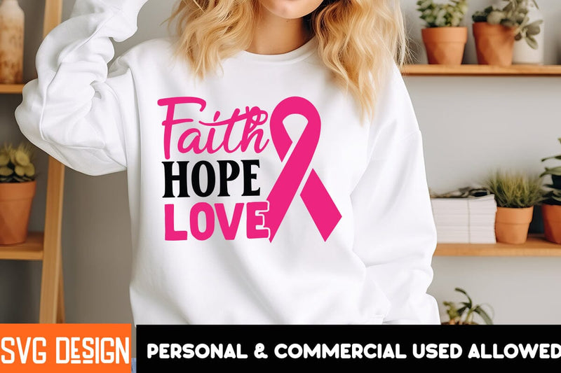 Faith Hope Love SVG Cut File,Faith Hope Love Sublimation PNG,Breast ...