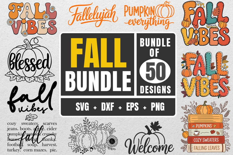 Fall Bundle SVG, Fall Pumpkin SVG Bundle, Fall Decor Signs Bundle, Fall ...