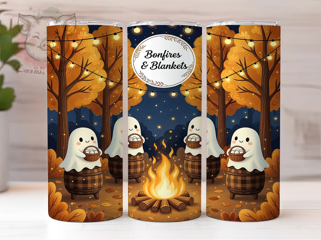 Fall Camping Ghost Bonfire Cozy Tumbler, Ghost Tumbler, Bonfire Nights ...