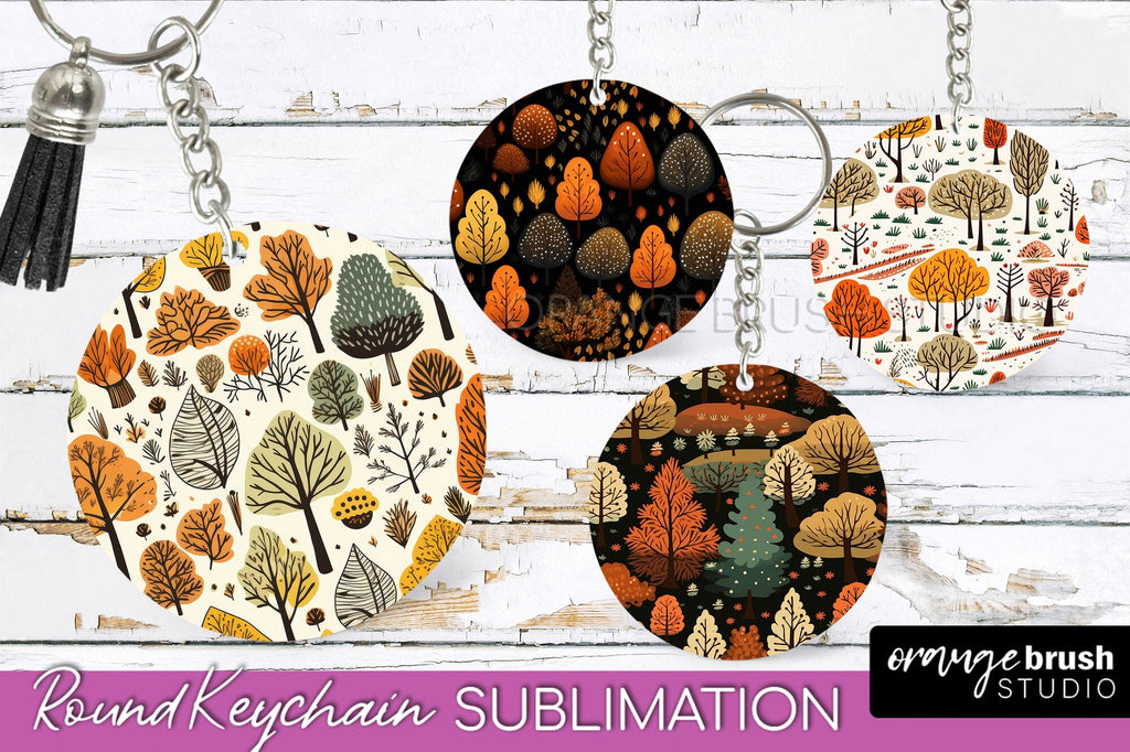 Fall Keychain - Autumn Forest Keychain Sublimation Designs - So Fontsy