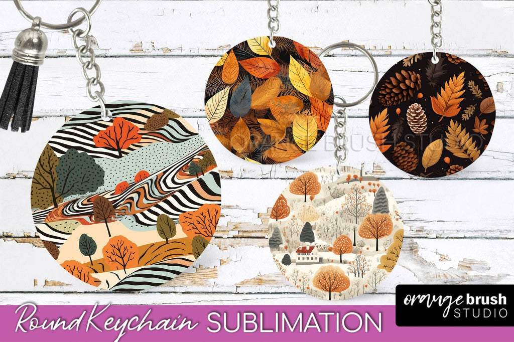 Fall Keychain - Autumn Forest Keychain Sublimation Designs - So Fontsy