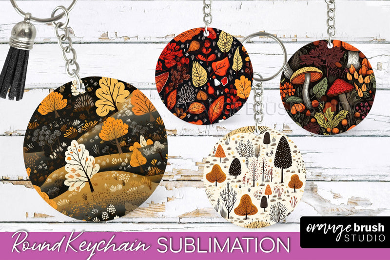 Fall Keychain - Autumn Forest Keychain Sublimation Designs - So Fontsy