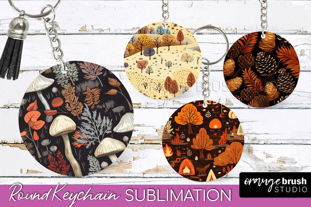 Fall Keychain - Autumn Forest Keychain Sublimation Designs - So Fontsy