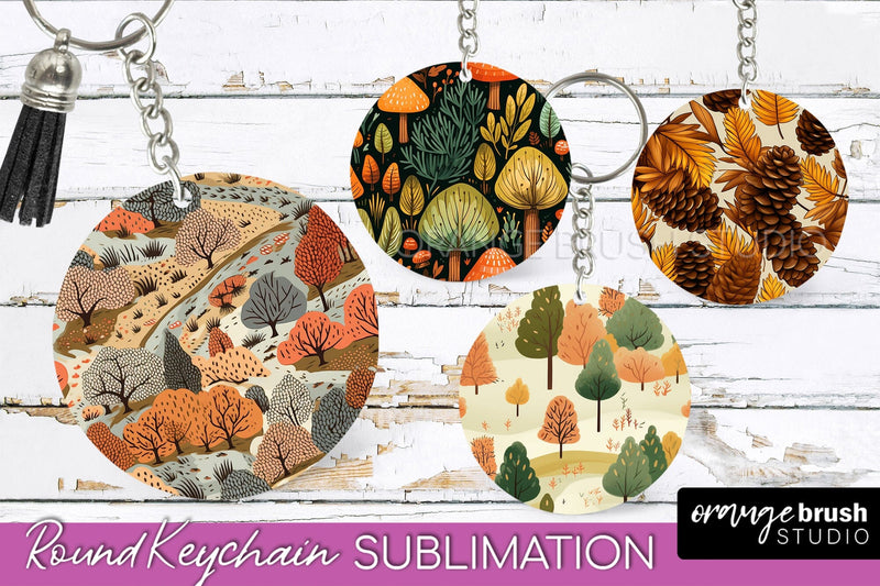 Fall Keychain - Autumn Forest Keychain Sublimation Designs - So Fontsy