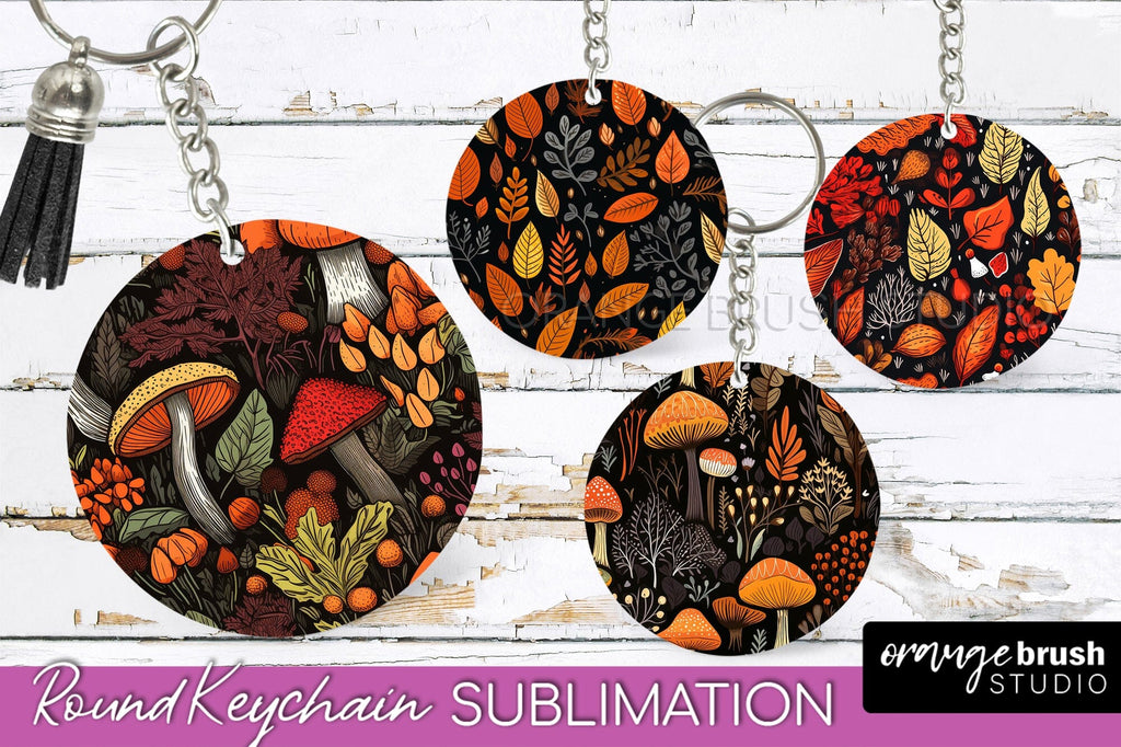 Fall Keychain - Autumn Forest Keychain Sublimation Designs - So Fontsy