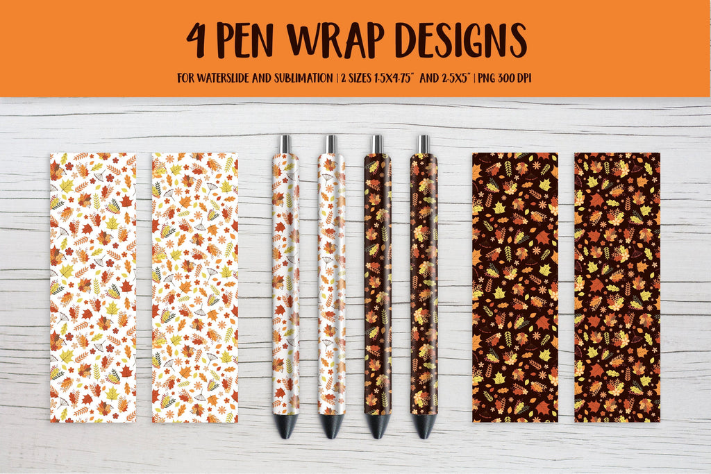 Fall Pen Wrap Sublimation or Waterslide. Autumn Pen APP2822 - So Fontsy