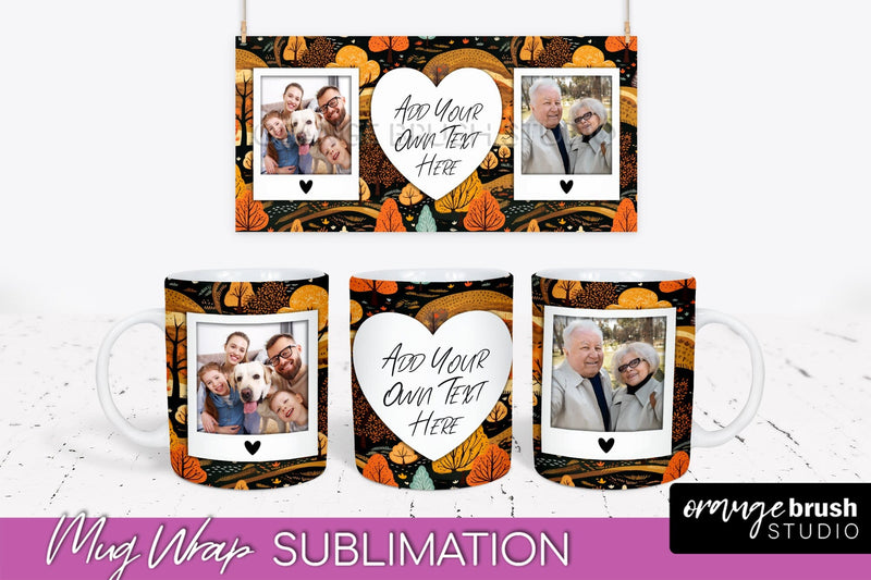 Fall Photo Frame Mug Wrap - Autumn Mug Sublimation - So Fontsy