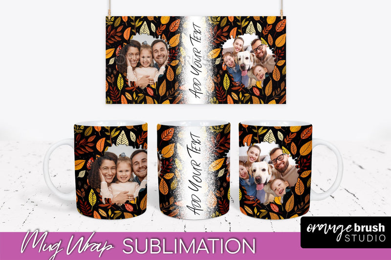Fall Photo Frame Mug Wrap - Autumn Mug Sublimation - So Fontsy