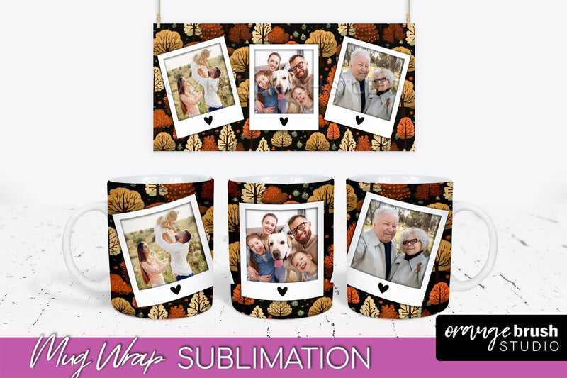 Fall Photo Frame Mug Wrap - Autumn Mug Sublimation - So Fontsy