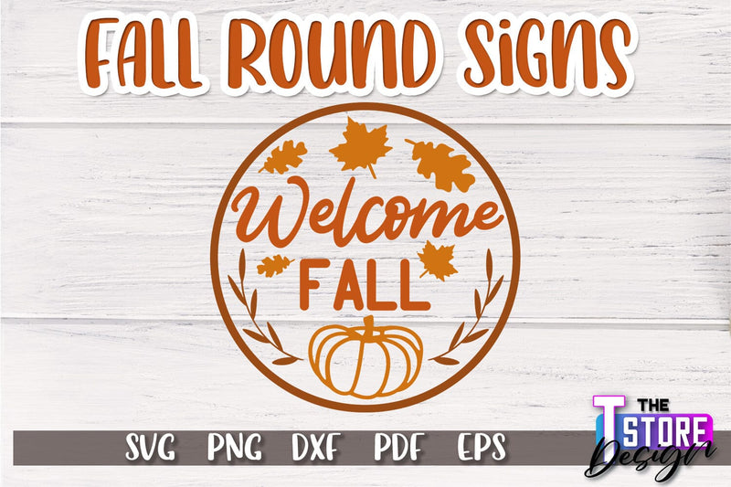 Fall Round Sign | Autumn Vibe Design | Signs Inscription Design | SVG ...