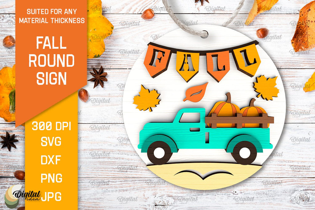 Fall Round Signs Laser Cut Bundle. Autumn Round Signs SVG - So Fontsy