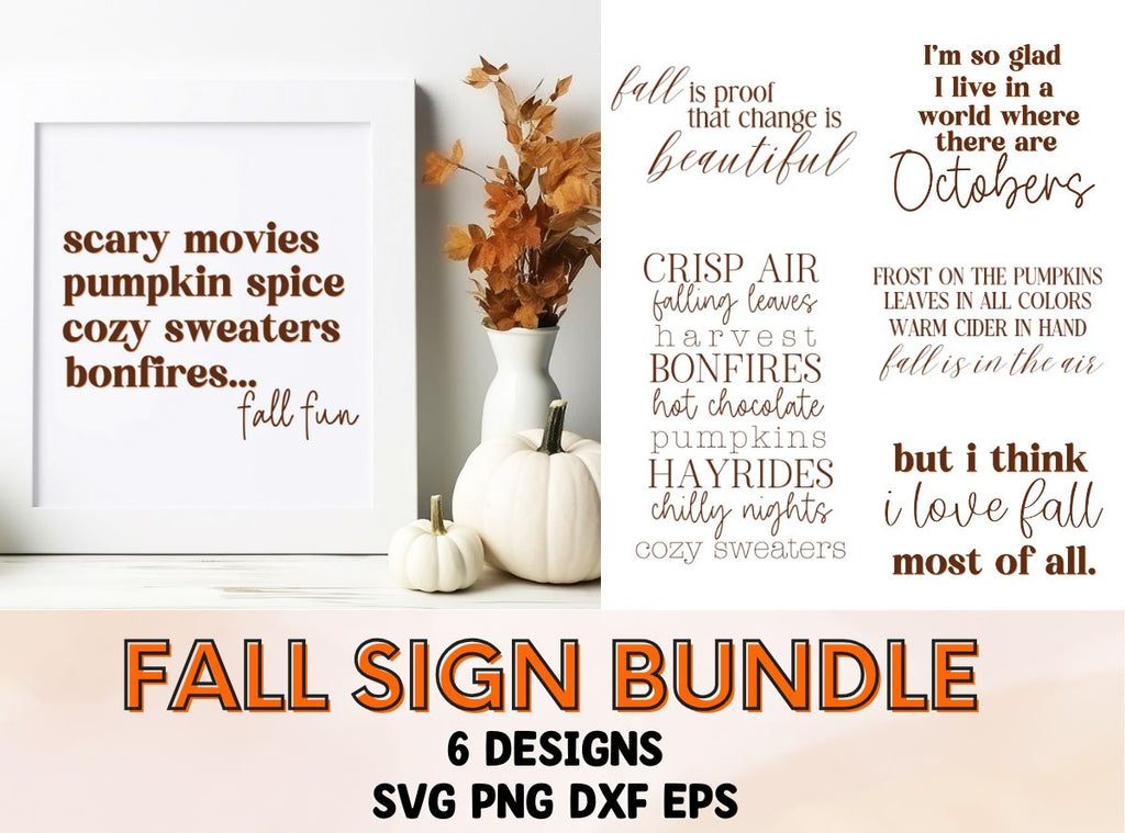 Fall Sign Bundle - SVG PNG DXF EPS - So Fontsy