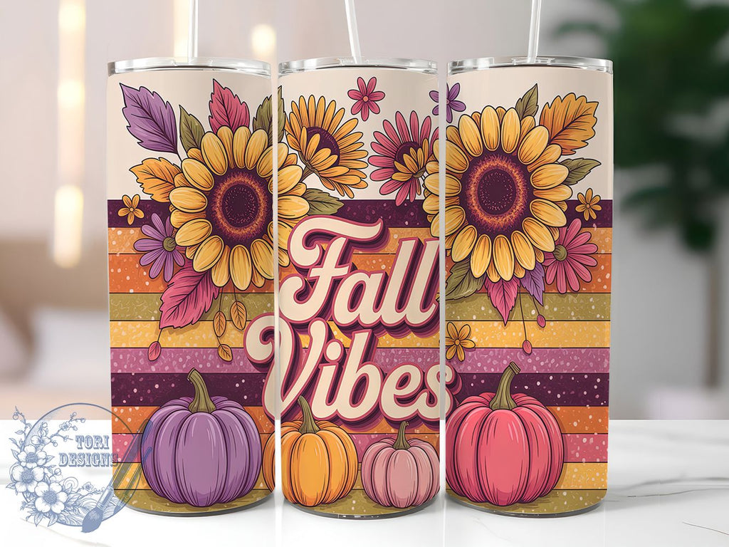 Fall Vibes Pumpkin Spice Cozy Tumbler, Autumn Sublimation Wrap, 20oz ...