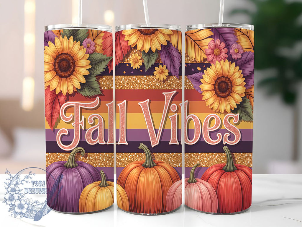 Fall Vibes Pumpkin Spice Cozy Tumbler, Autumn Sublimation Wrap, 20oz ...