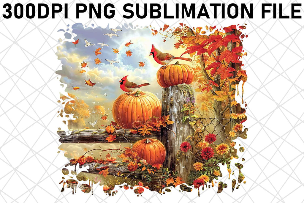 Fall Watercolor Print Landscape Sublimation PNG - So Fontsy