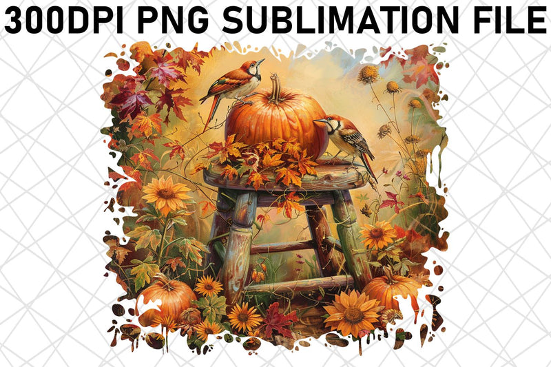 Fall Watercolor Print Sublimation Autumn Landscape PNG - So Fontsy