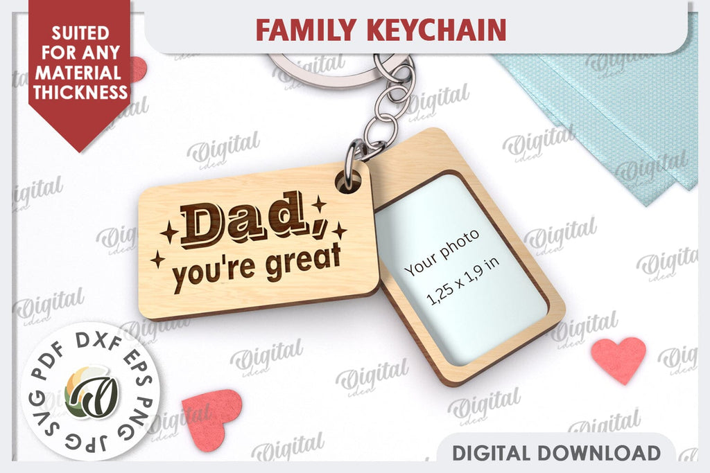 Family Keychains Laser Cut Bundle. Personalized Keychains - So Fontsy