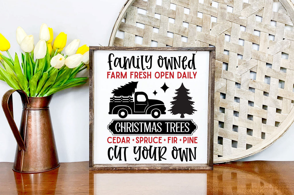 Family owned farm fresh open daily christmas svg design - So Fontsy