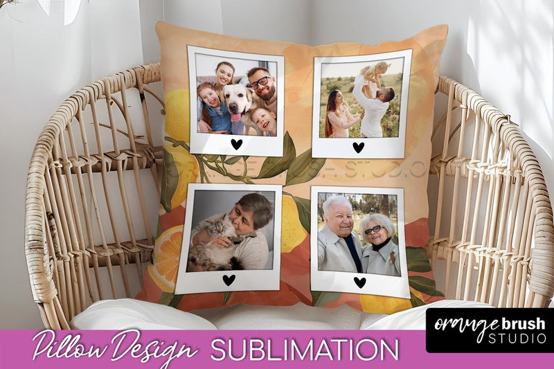 Family Photo Frame Pillow Sublimation - Boho Pillow Cover - So Fontsy