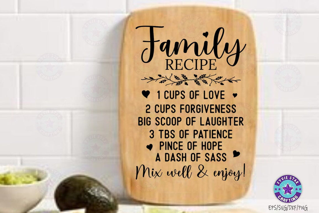 Family Recipe SVG, Cutting Board - So Fontsy