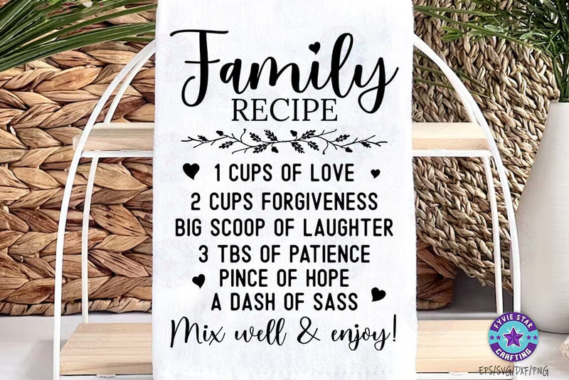 Family Recipe SVG, Cutting Board - So Fontsy