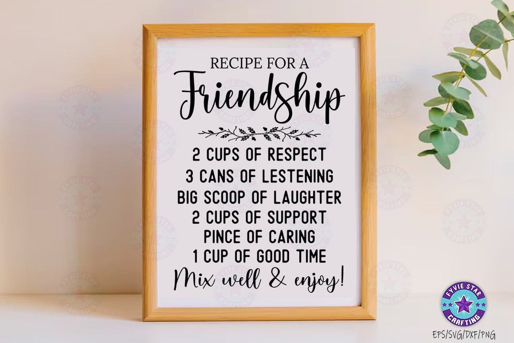 Family Recipe SVG, Recipe for a Friendship, Cutting Board - So Fontsy