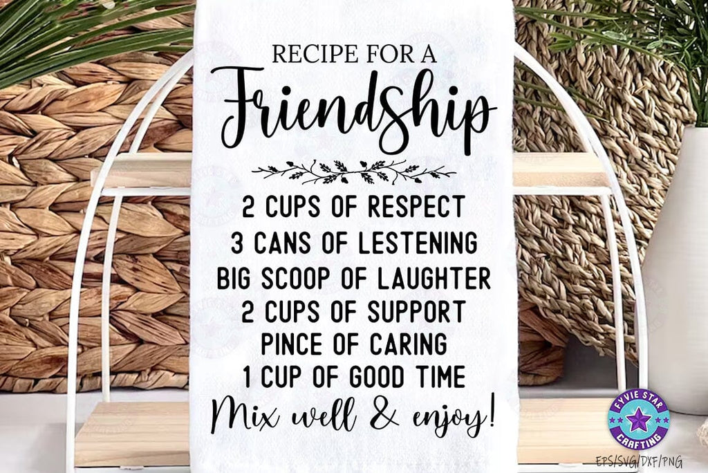 Family Recipe SVG, Recipe for a Friendship, Cutting Board - So Fontsy