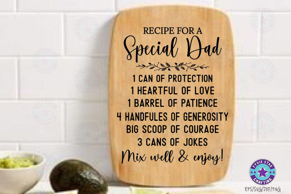 Family Recipe SVG, Recipe for a special dad, Cutting Board - So Fontsy