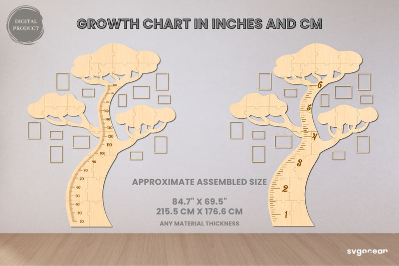 Family Tree Height Chart Laser Cut - So Fontsy