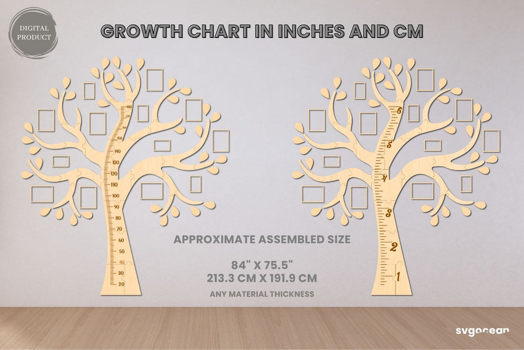 Family Tree Height Chart Laser Cut - So Fontsy