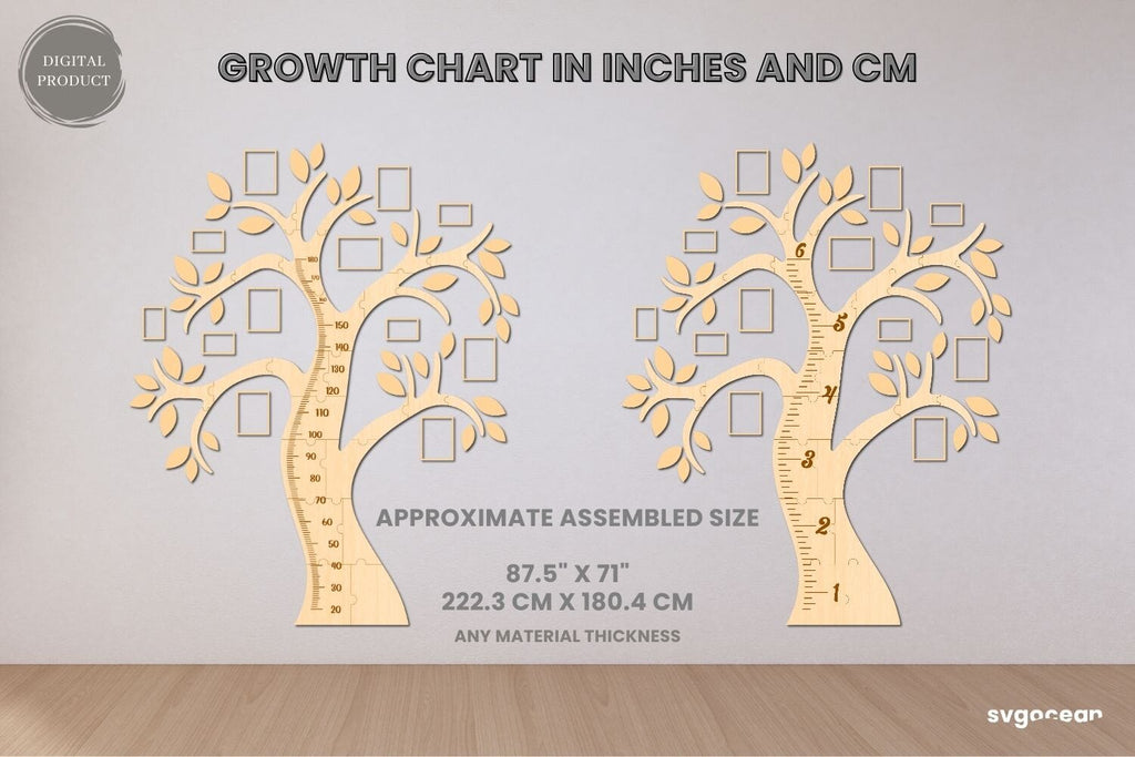 Family Tree Height Chart Laser Cut - So Fontsy