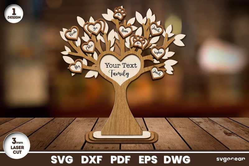 Family Tree Laser Cut File - So Fontsy