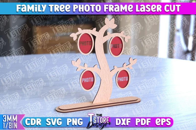 Family Tree Photo Frame Laser Cut | Laser Cut Design | CNC File - So Fontsy