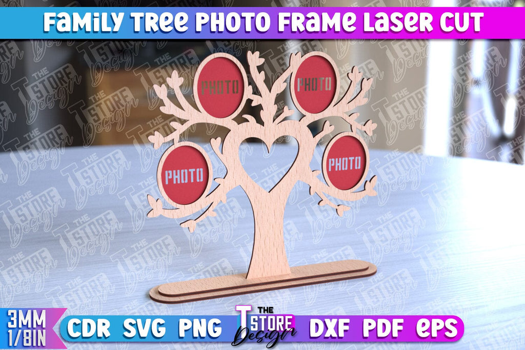 Family Tree Photo Frame Laser Cut | Laser Cut Design | CNC File - So Fontsy