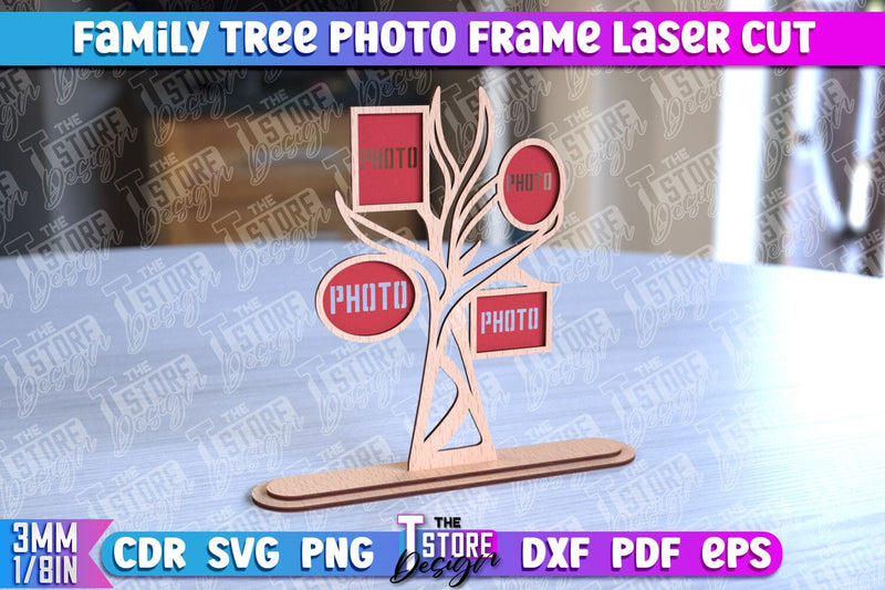 Family Tree Photo Frame Laser Cut | Laser Cut Design | CNC File - So Fontsy
