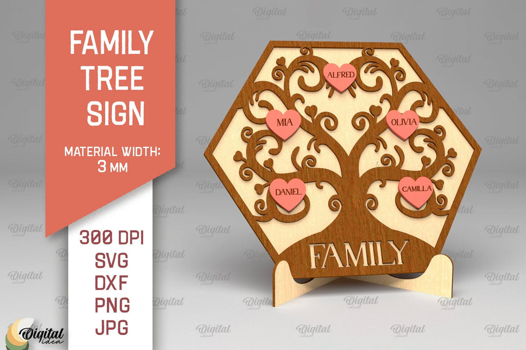 Family Tree Sign SVG Bundle. Laser Cut Wooden Family Tree - So Fontsy