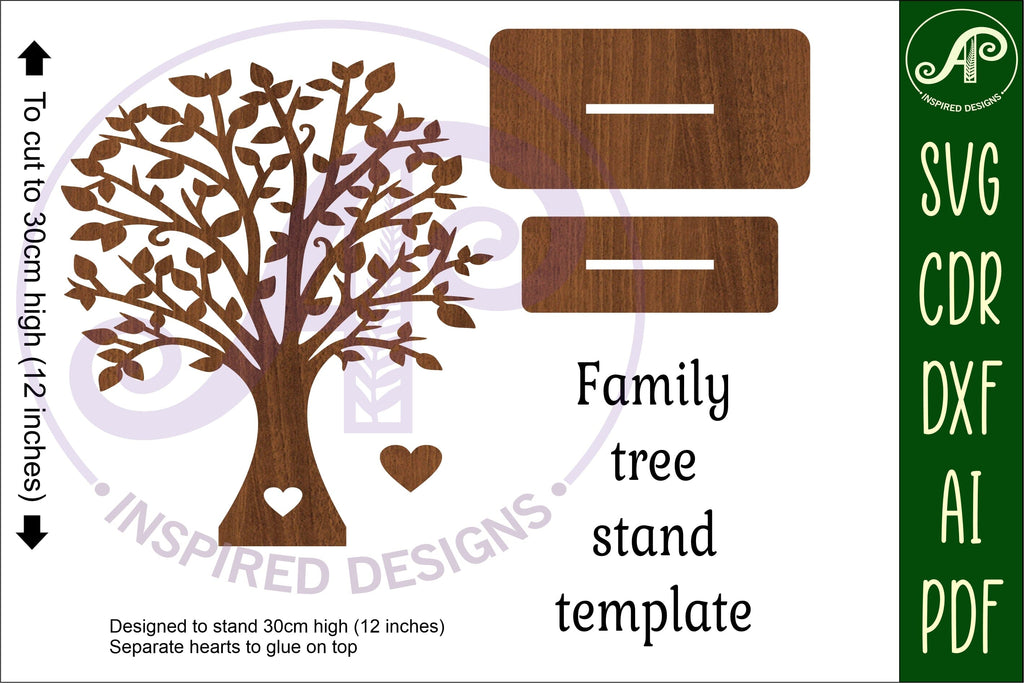 Family tree stand, laser cut file, family name tree SVG - So Fontsy