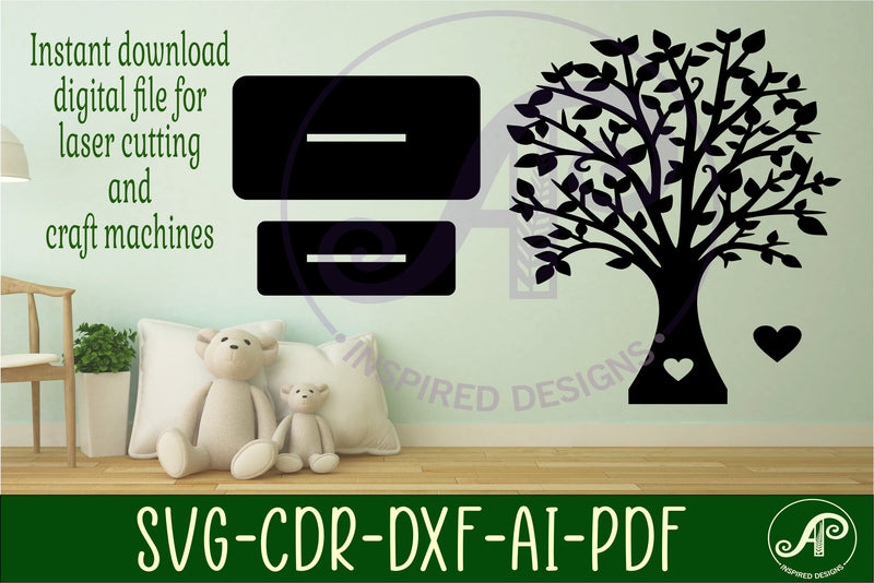 Family tree stand, laser cut file, family name tree SVG - So Fontsy