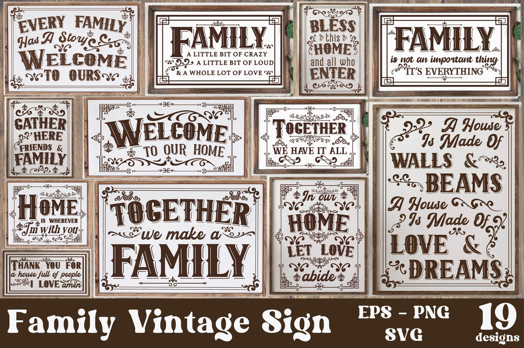 Family Vintage Sign SVG Bundle - So Fontsy