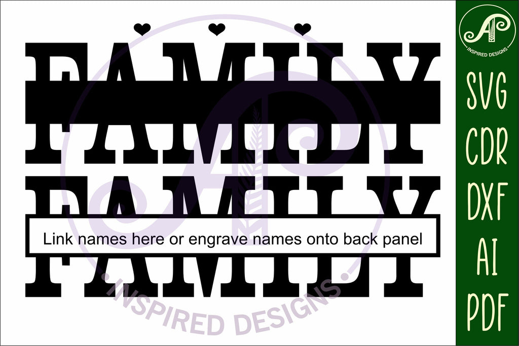 Family word design name sign svg laser cut template design 2 - So Fontsy