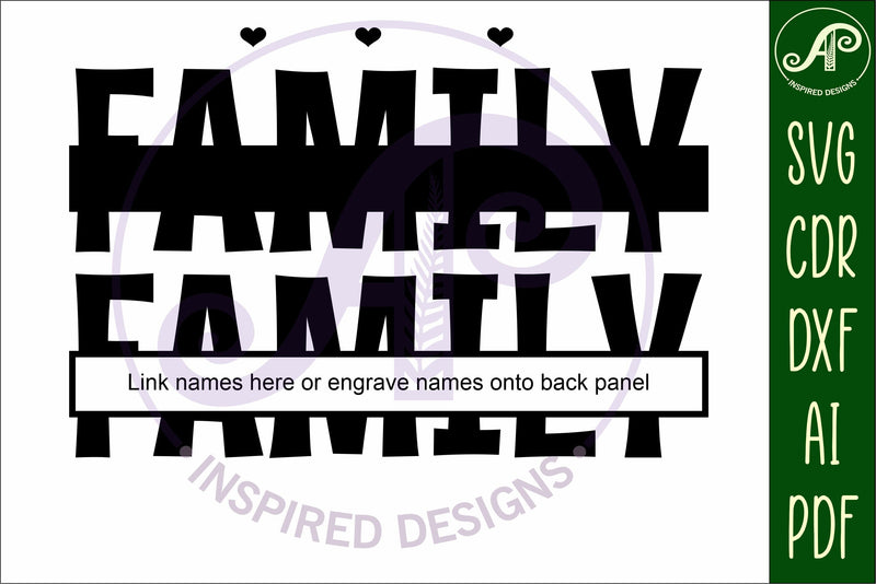 Family word design name sign svg laser cut template - So Fontsy