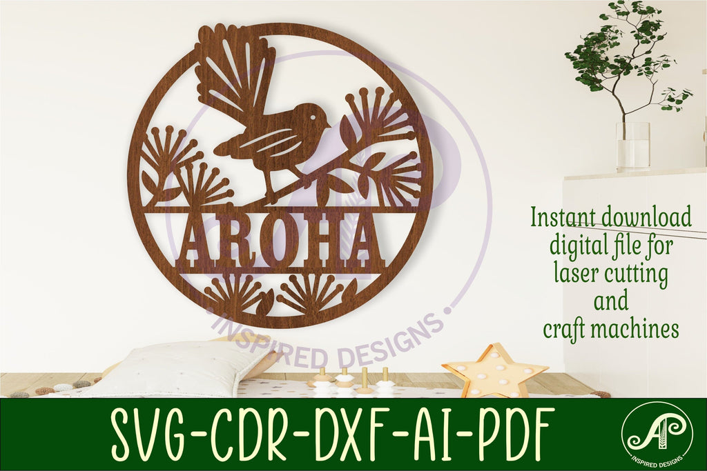 Fantail bird name sign svg laser - So Fontsy